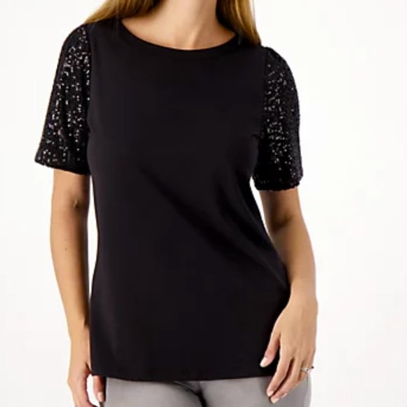 Belle by Kim Gravel | Tops | Belle By Kim Gravel Tripleluxe Knit Sequin ...